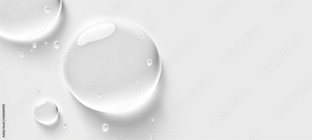 Realistic transparent water drops banner background. Pure cosmetic ...