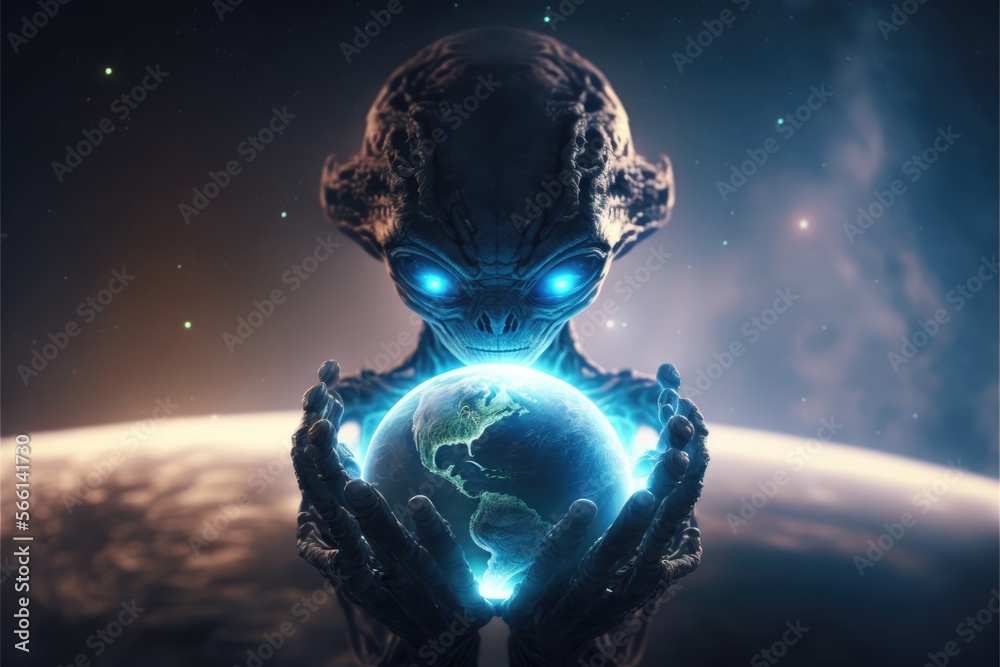 alien in space made with generative ai Stock Illustration | Adobe Stock