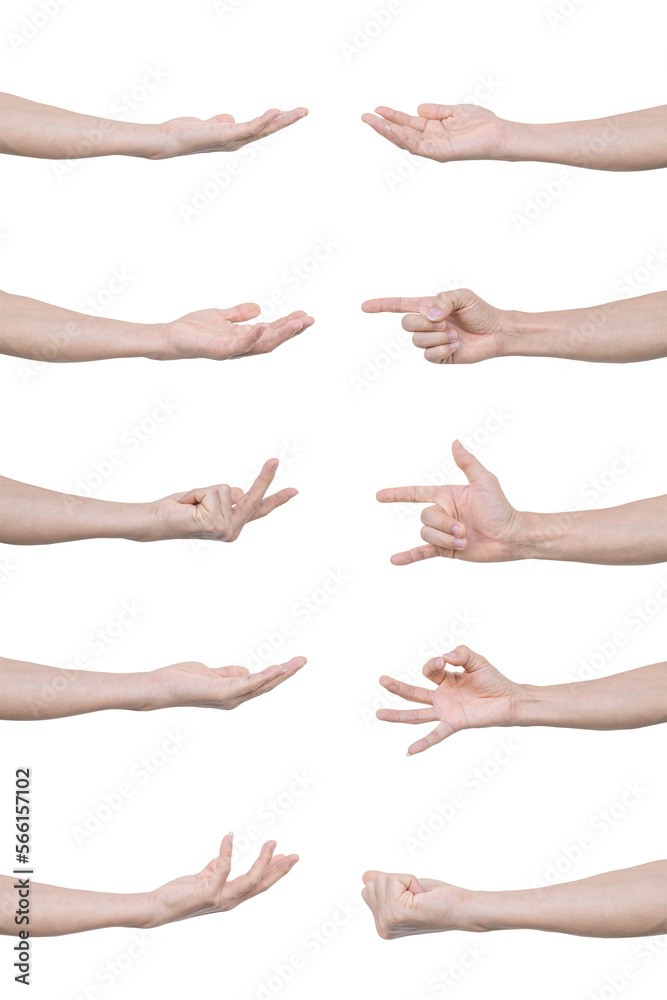 Collection of man hands gestures Isolated on transparent background PNG ...