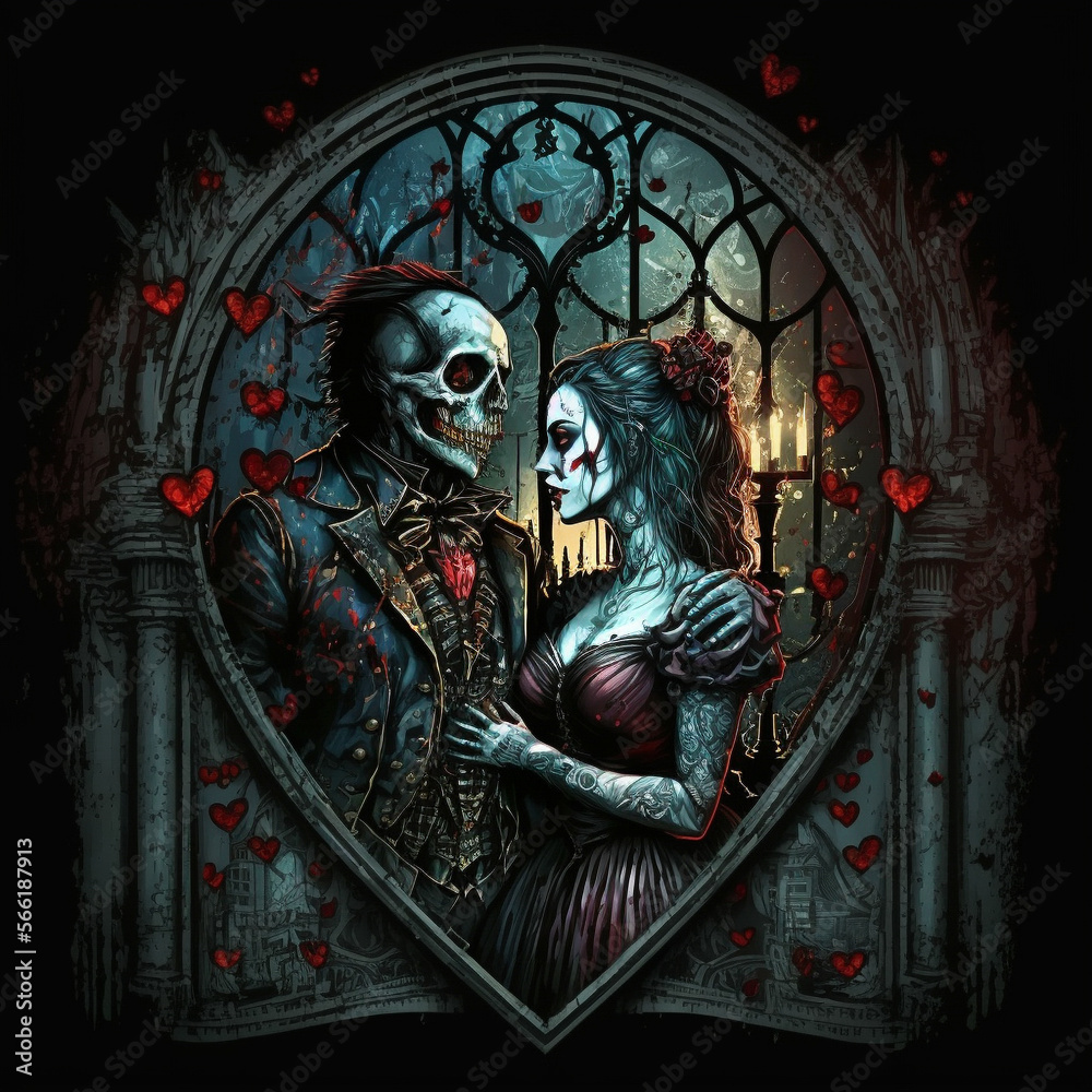 Valentine´s day, AI Generated, gothic love. Stock Illustration | Adobe ...