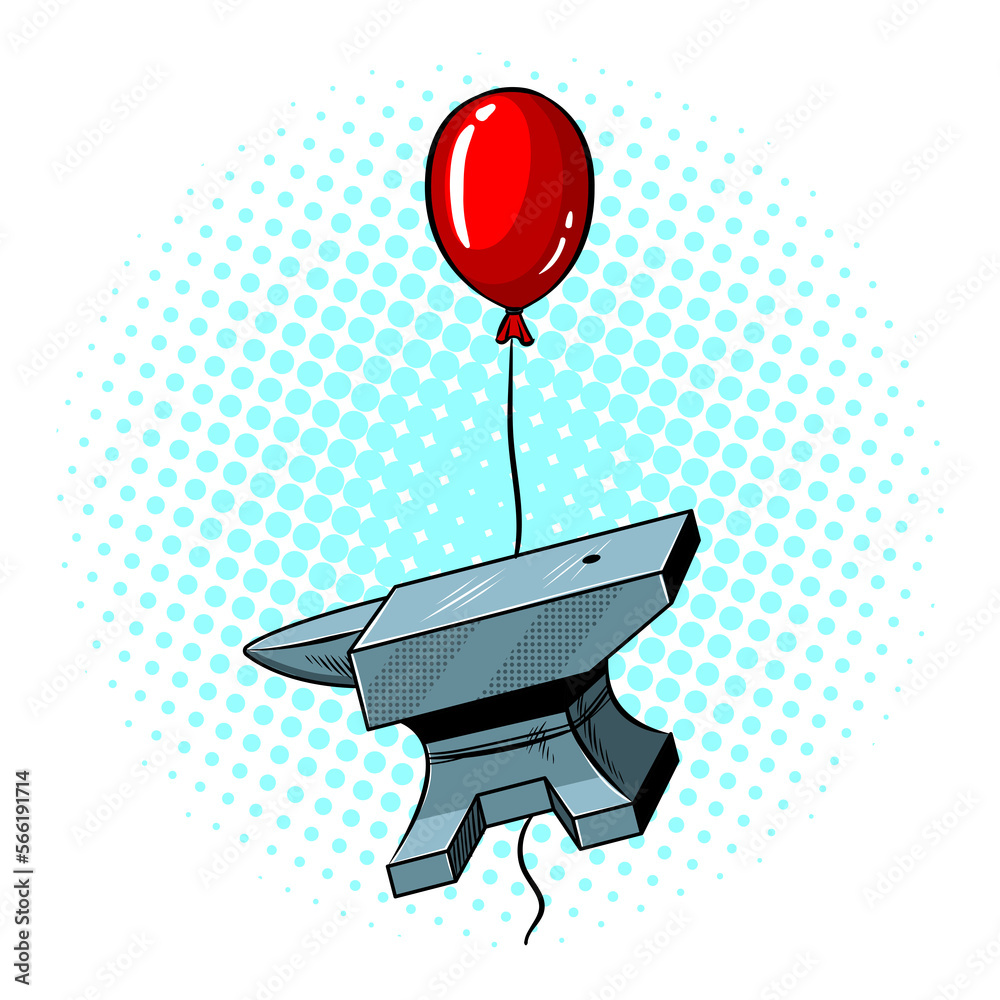 Anvil flying balloon pop art PNG illustration with transparent ...