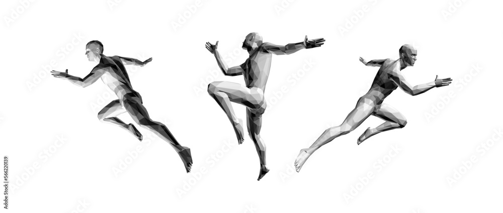 Men running in different directions. Marathon runner. Design for sport ...