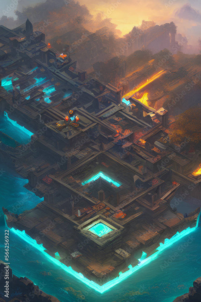 Fantasy Isometric Map (Mobile Games Style)- Background for Level Design ...