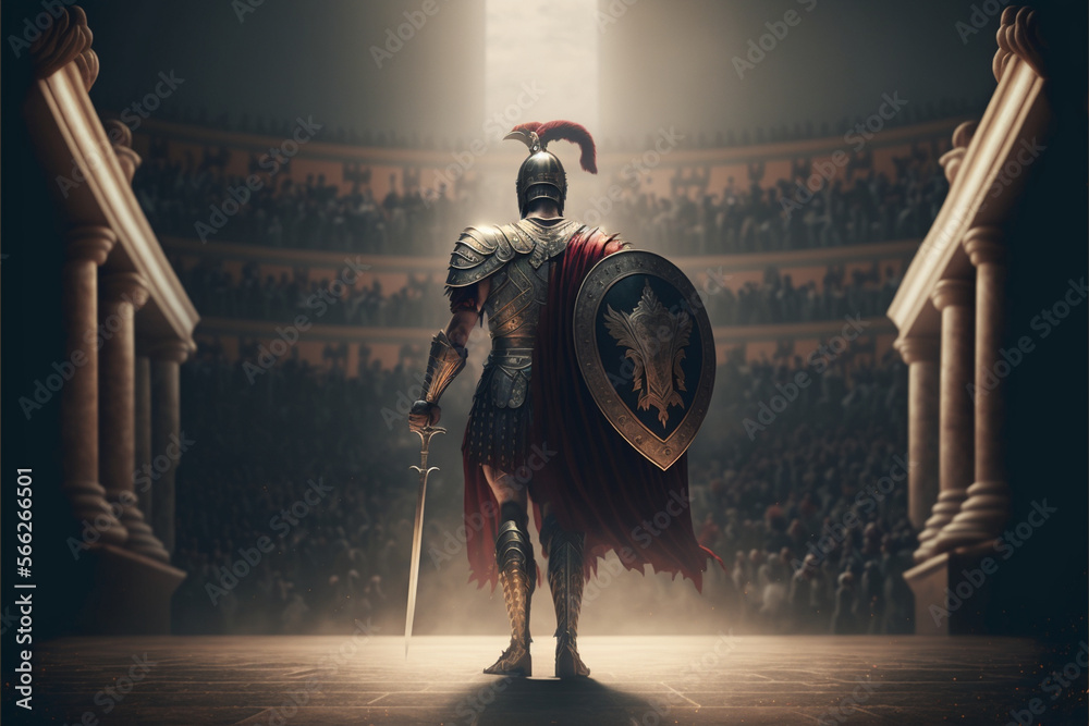 Stock-Illustration „Ancient Roman gladiator enters the arena for ...