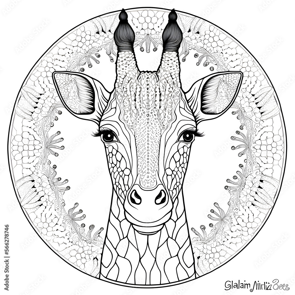 Mandala Giraffe Coloring Page, Giraffe Coloring Page, Animal Coloring ...