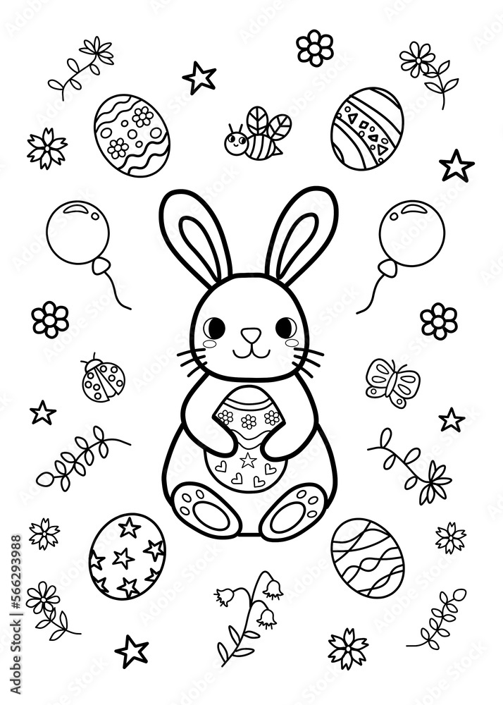 Easter Bunny coloring pages for kids. Painting for kindergarten and ...