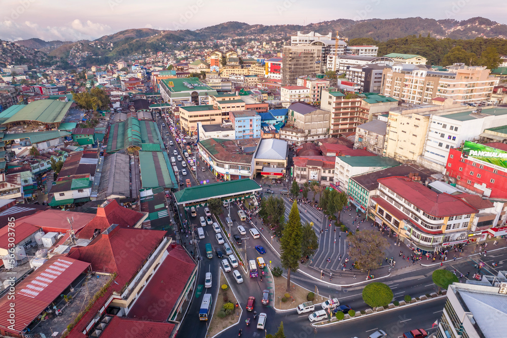 Baguio City, Philippines - Aerial of Magsaysay Avenue and the Baguio ...