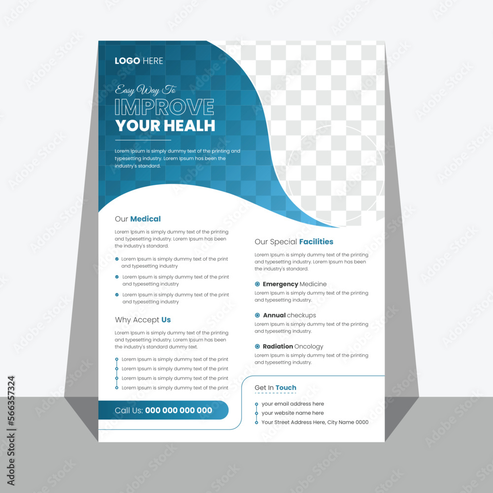 Healthcare flyer Design Template. Poster, Brochure, leaflet, banner ...