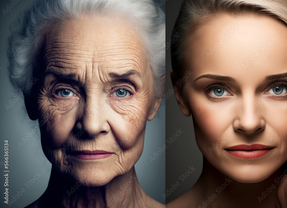 a comparison of a fictional person, comparison between old and young ...