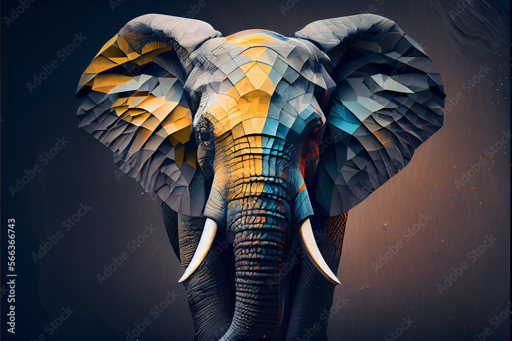 Beautiful abstract surreal geometric elephant head concept ...