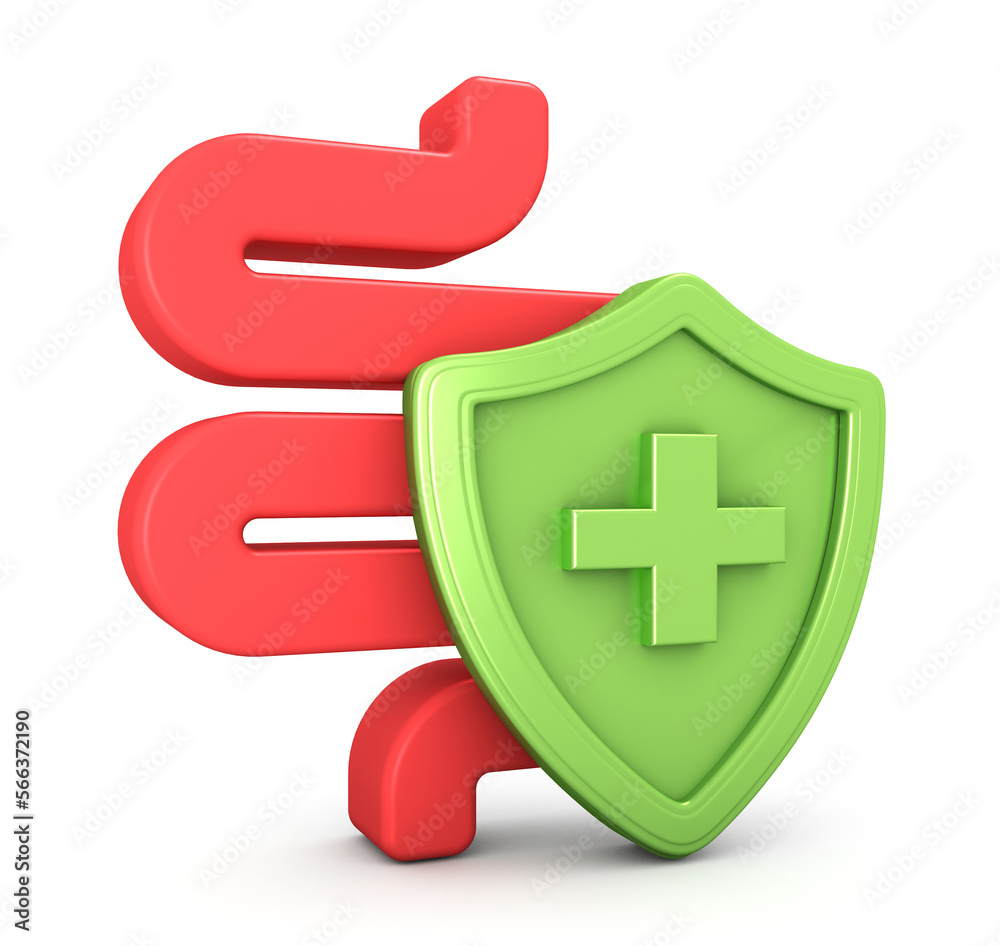 Intestine protection 3d isolated on white background. Gut Organ ...