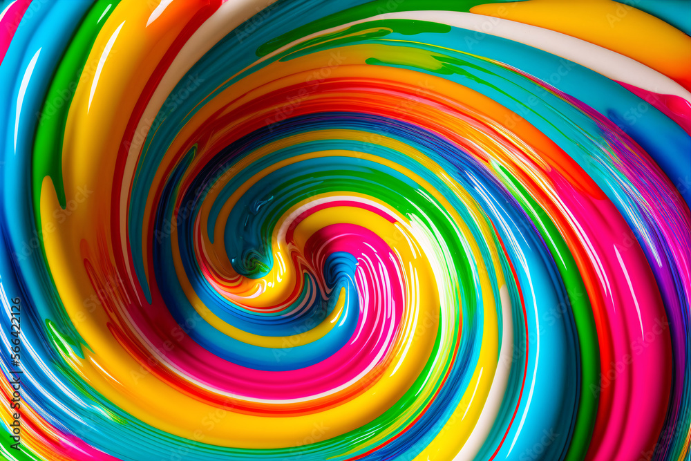 Colorful candy swirl background. Glossy mixed paint. Close up view with ...