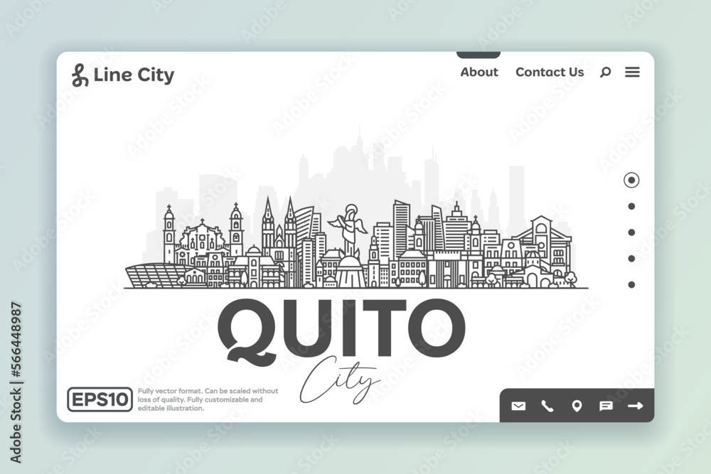 Vector de Stock Quito, Ecuador architecture line skyline illustration ...