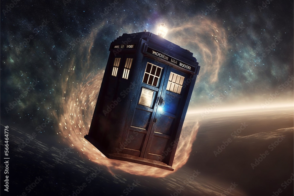 Science-fiction multidimension of Doctor Who, TARDIS spaceship, blue ...