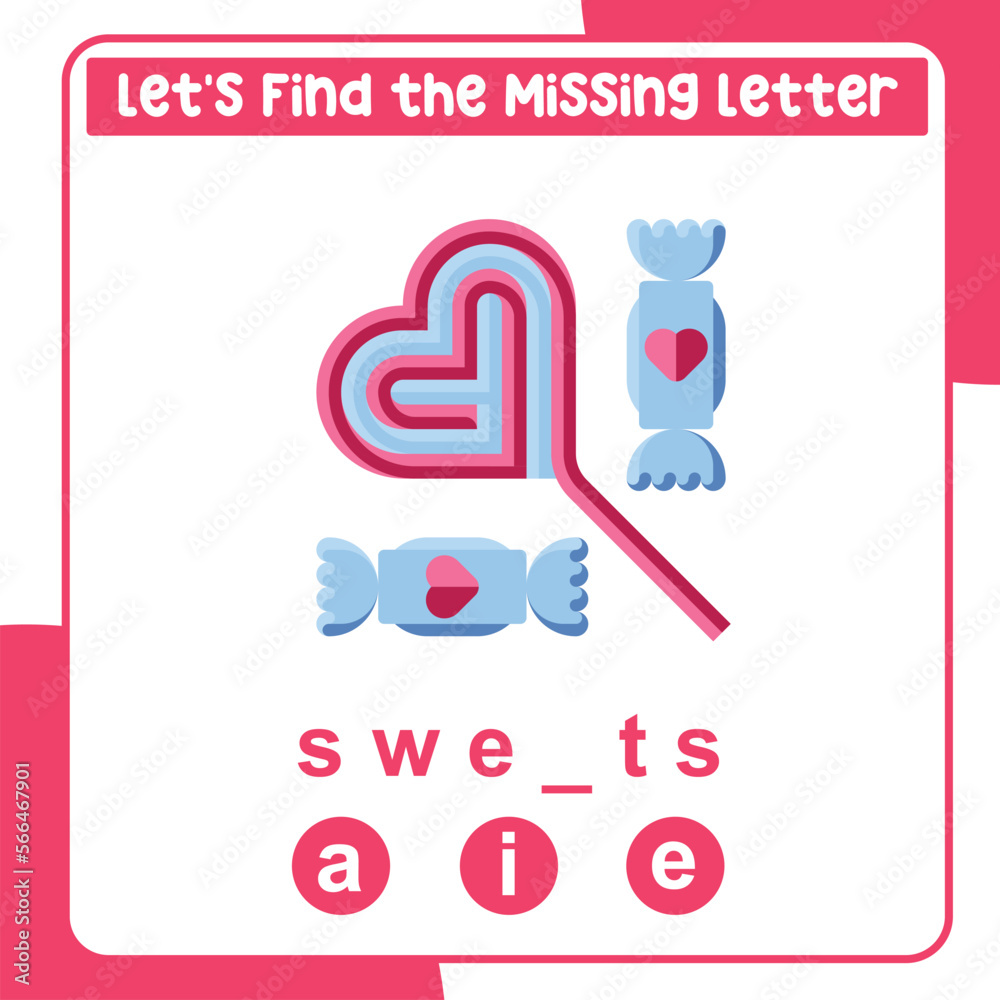 Find missing letter with valentine’s theme. Educational spelling game ...