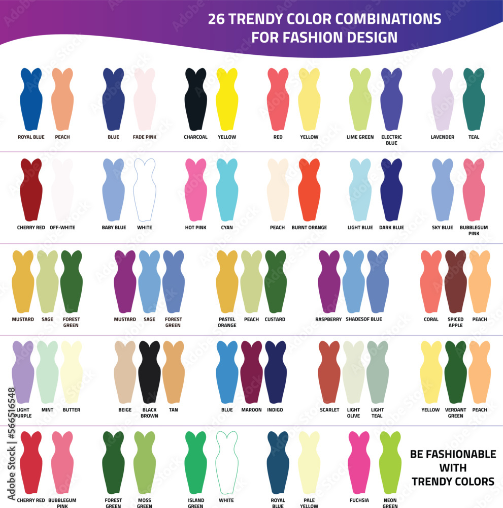 Fashion color combinations for trendy fashion design, garments, clothes ...