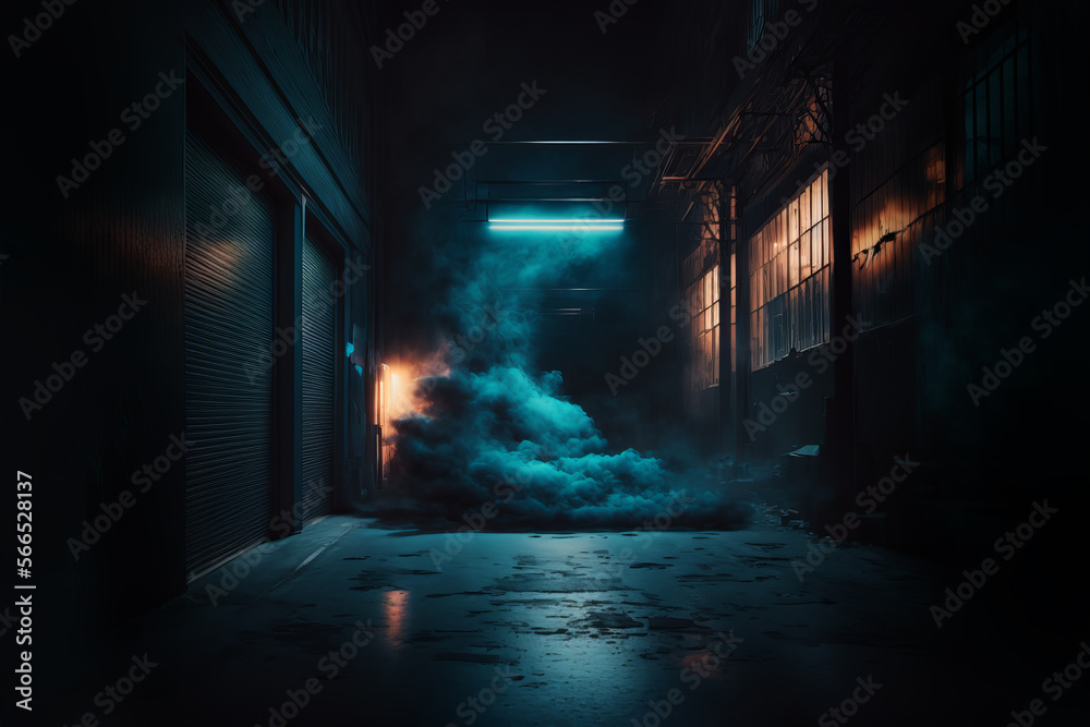 Science fiction interior scene- sci-fi corridor render scene with neon ...