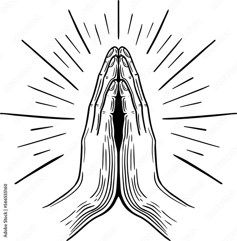 hand drawn praying hands vector Stock Vector | Adobe Stock