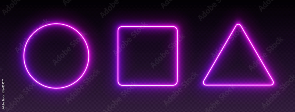 Neon gradient frames, glowing borders set, colorful futuristic UI design elements. Vibrant ...