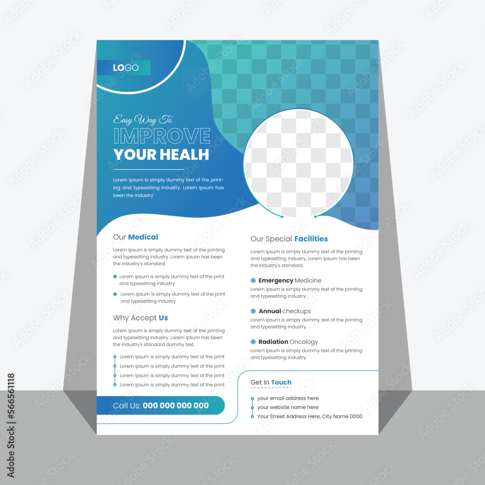 Healthcare flyer Design Template. Poster, Brochure, leaflet, banner ...