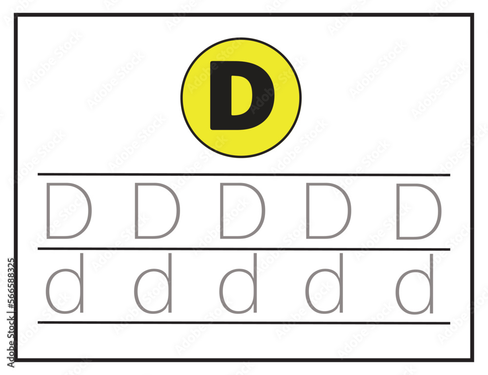 Trace letters D uppercase and lowercase. Alphabet tracing practice ...