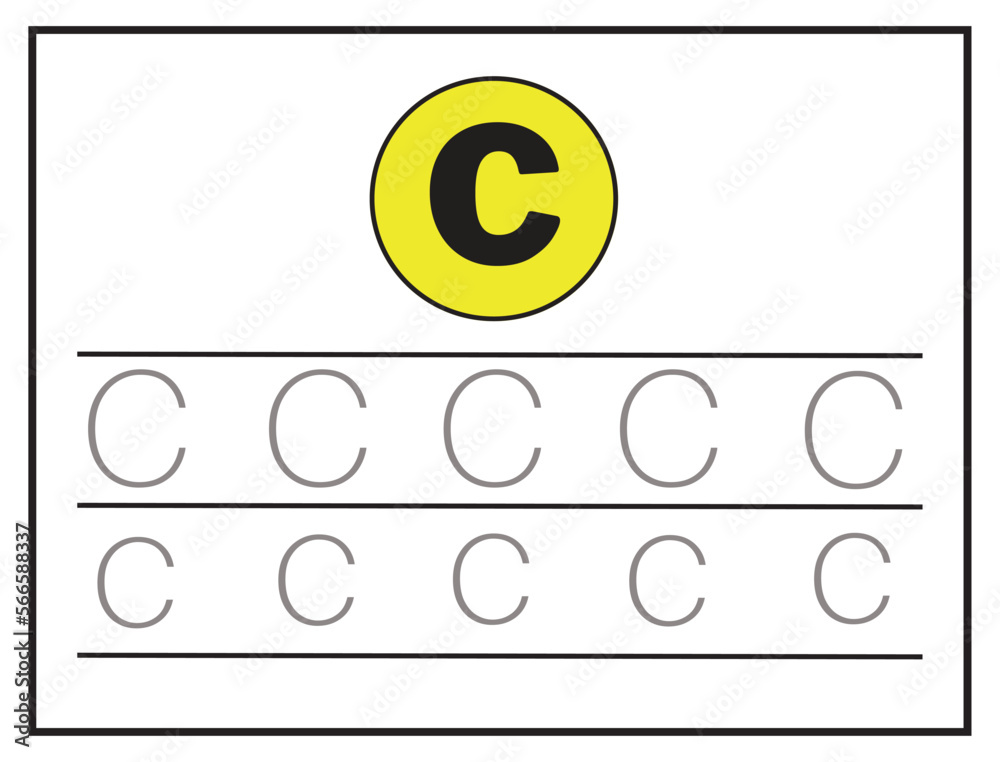 Trace letters C uppercase and lowercase. Alphabet tracing practice ...