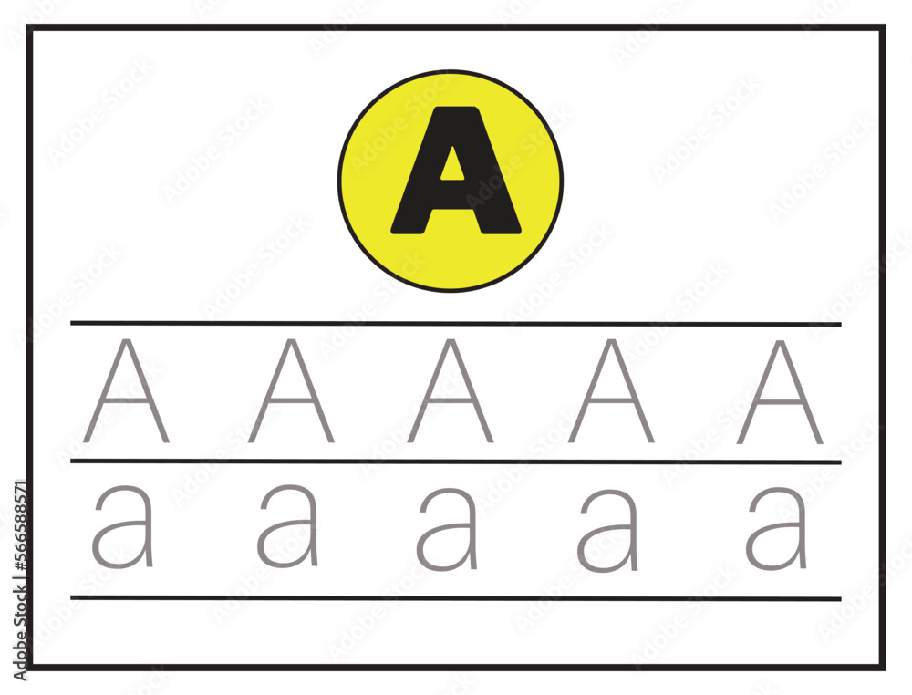 Trace letters A uppercase and lowercase. Alphabet tracing practice ...