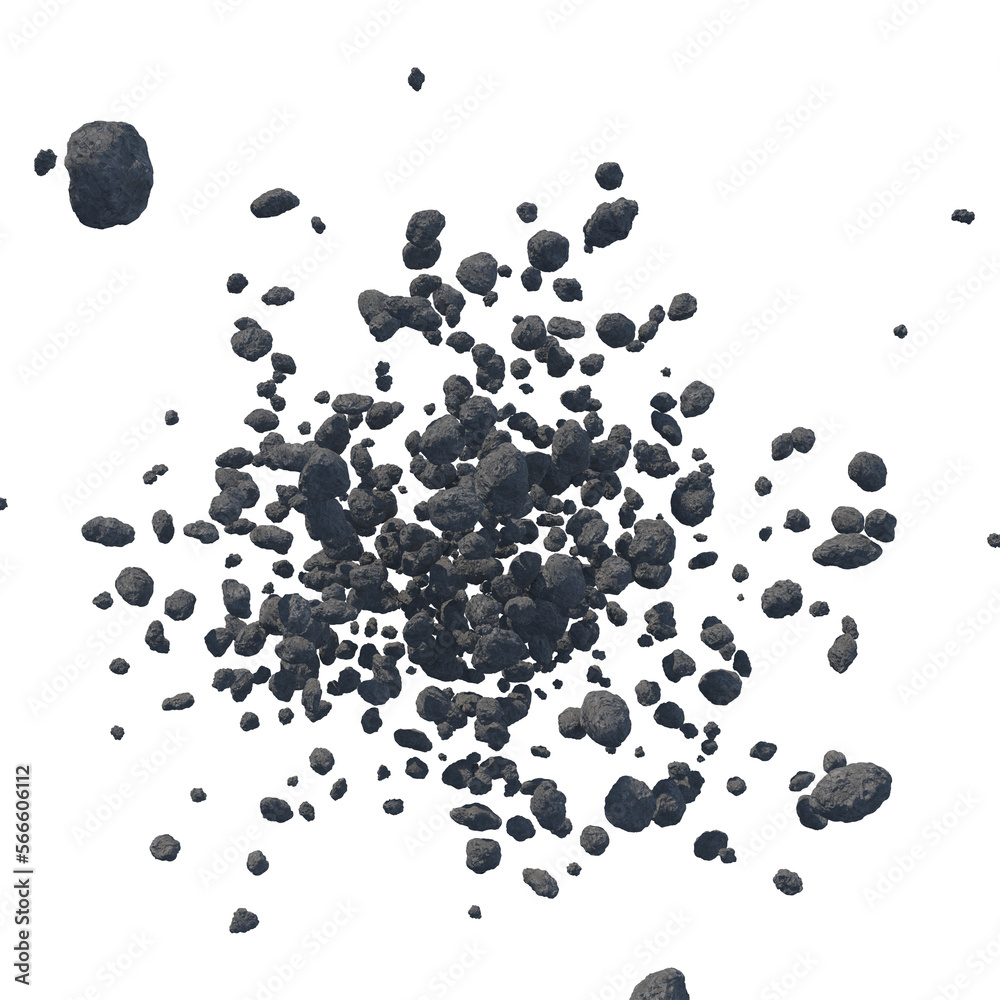 Asteroid belt isolated transparent background 3d rendering Stock ...
