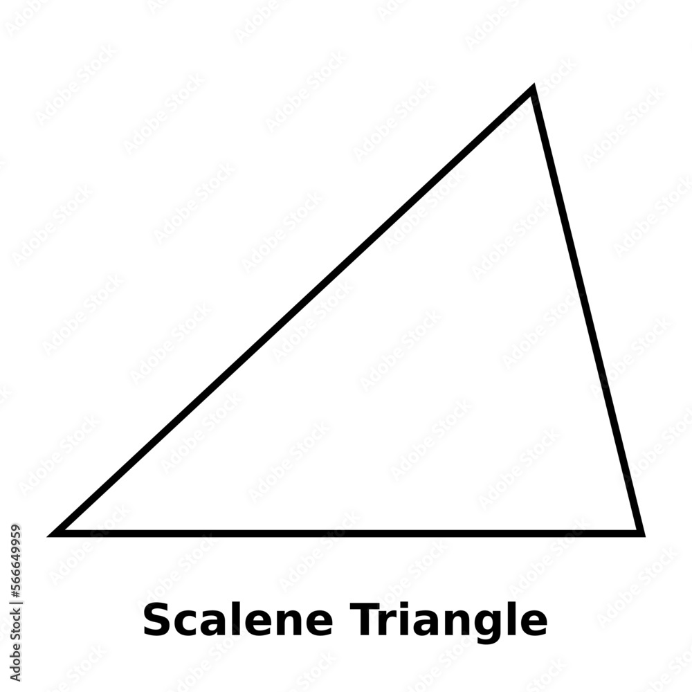 Simple monochrome vector graphic of a scalene triangle. This is a shape ...