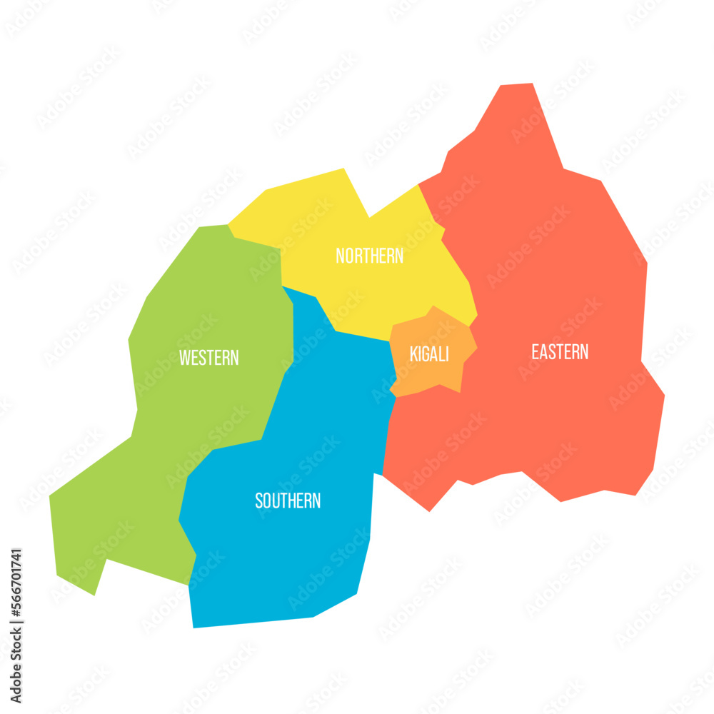 Rwanda political map of administrative divisions Stock Vector | Adobe Stock