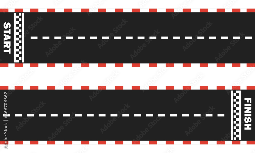 Racing road background with red checkered borders. Race track with ...