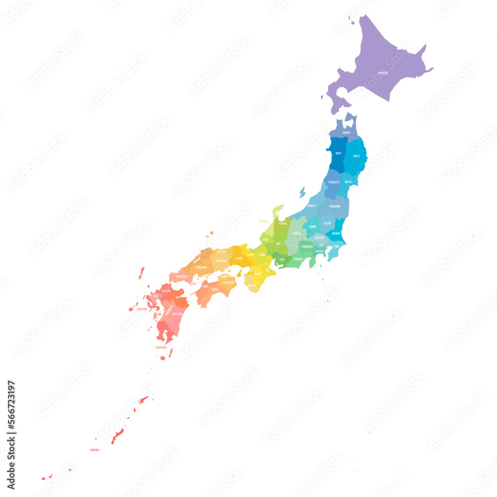 Japan political map of administrative divisions Stock Vector | Adobe Stock