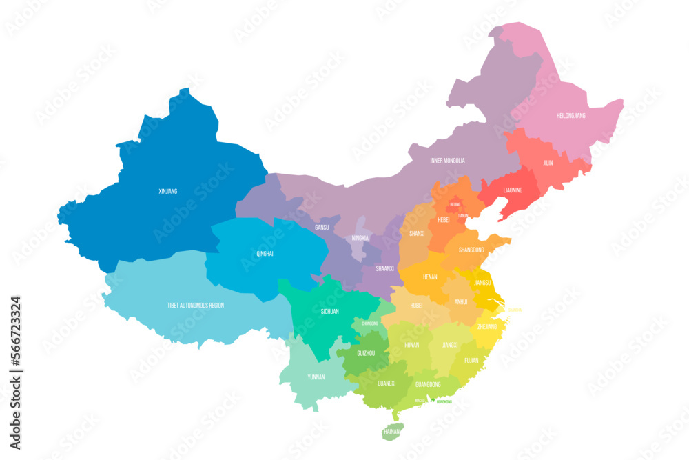 China political map of administrative divisions Stock Vector | Adobe Stock