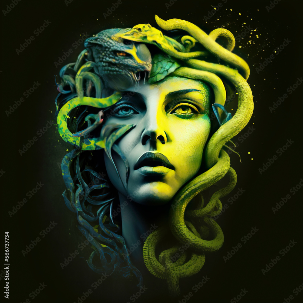 Goddess of Snakes Medusa. head of Medusa.Euryale Goddess. Gorgon Amazon ...