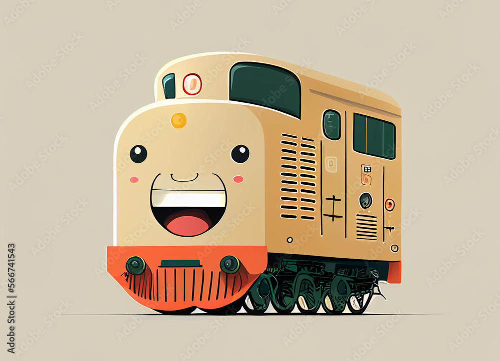 cartoon funny locomotive with face and smile.. Stock Illustration ...