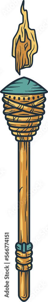 Hawaii wooden tiki torch for surfing bar. Traditional ethnic flame of ...