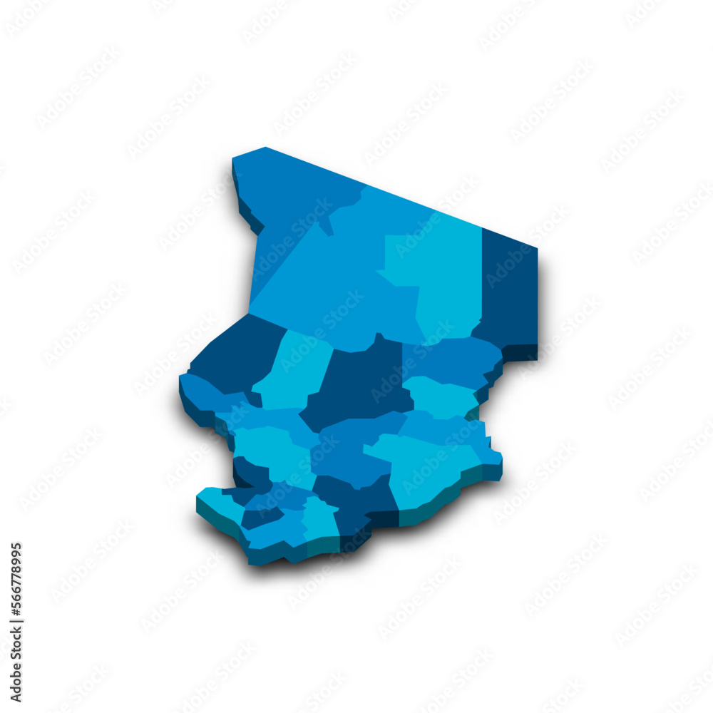 Chad political map of administrative divisions Stock Vector | Adobe Stock