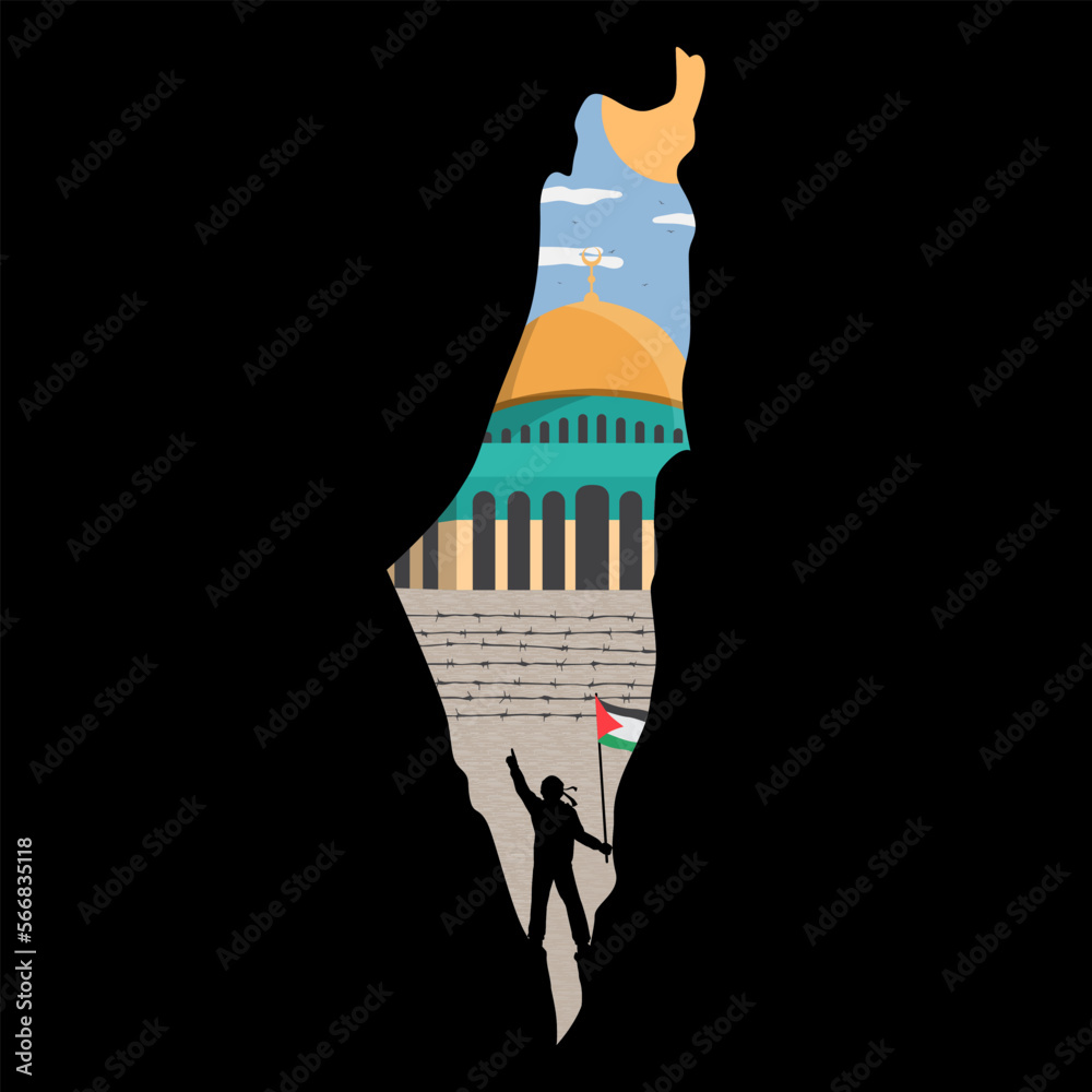Al Aqsa Mosque in Palestine Map. Vector illustration Stock Vector ...