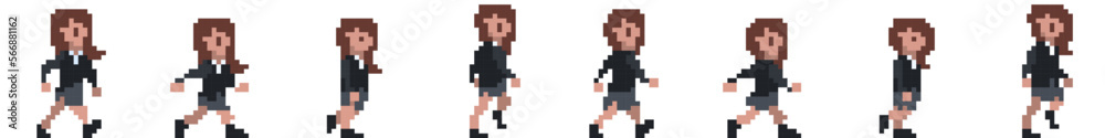Walk Cycle animation frames. Female businessperson character, business ...