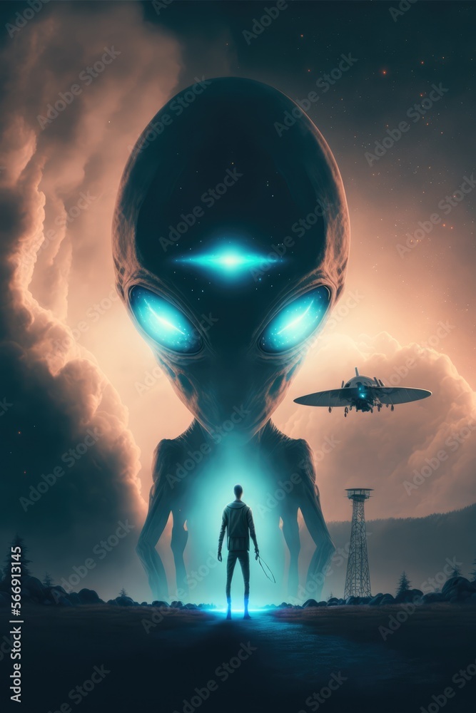 alien in space made with genrative ai Stock Illustration | Adobe Stock
