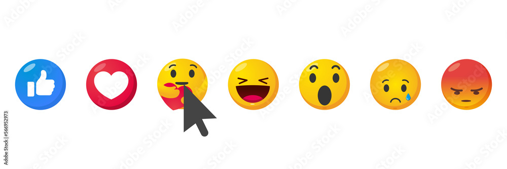 Facebook emoticon buttons. Png. Collection of Emoji Reactions for ...