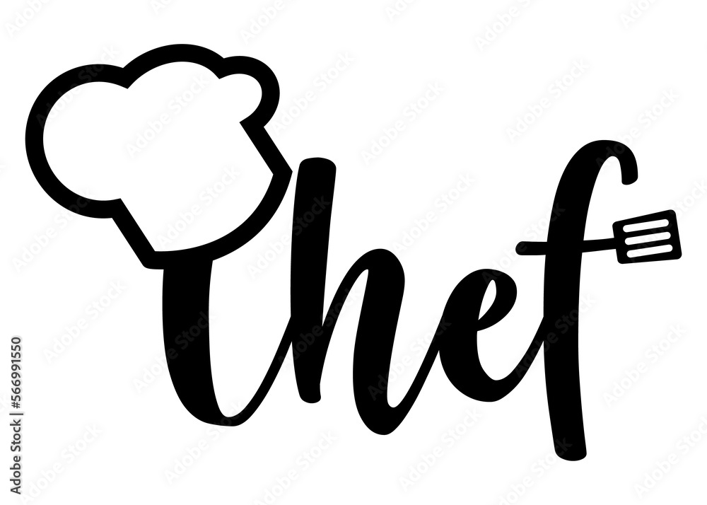 Stock-Illustration „Logo restaurante. Letras de la palabra chef con ...