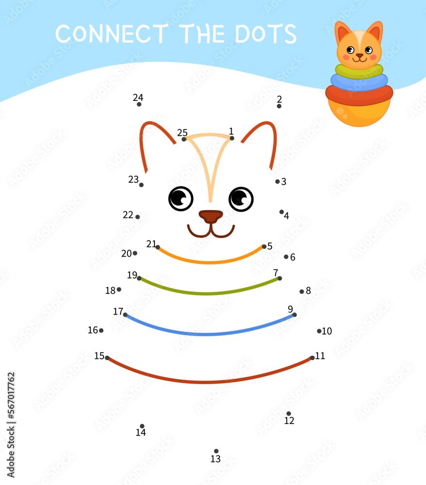 Educational game for kids. Dot to dot game for children. Vector ...
