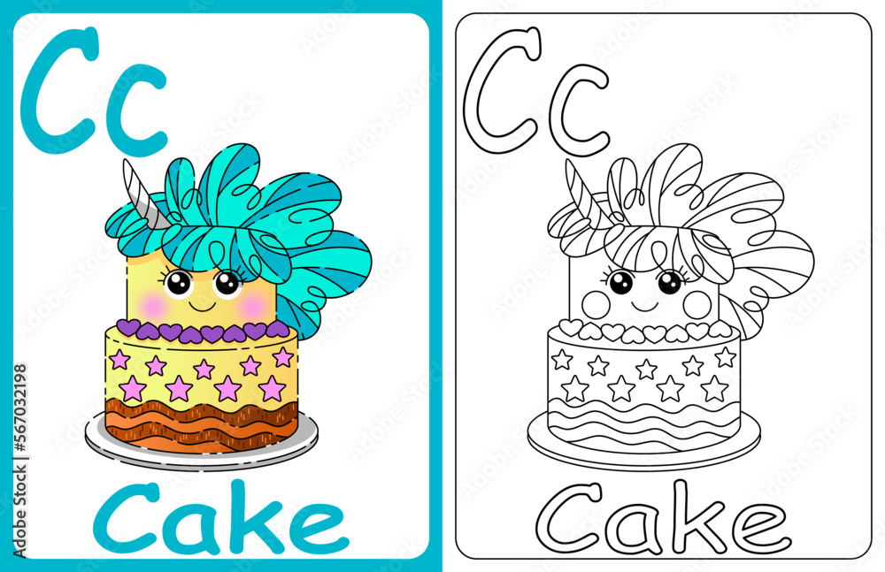 Kids ABC cards. Letter study set, english alphabet with food, animals ...