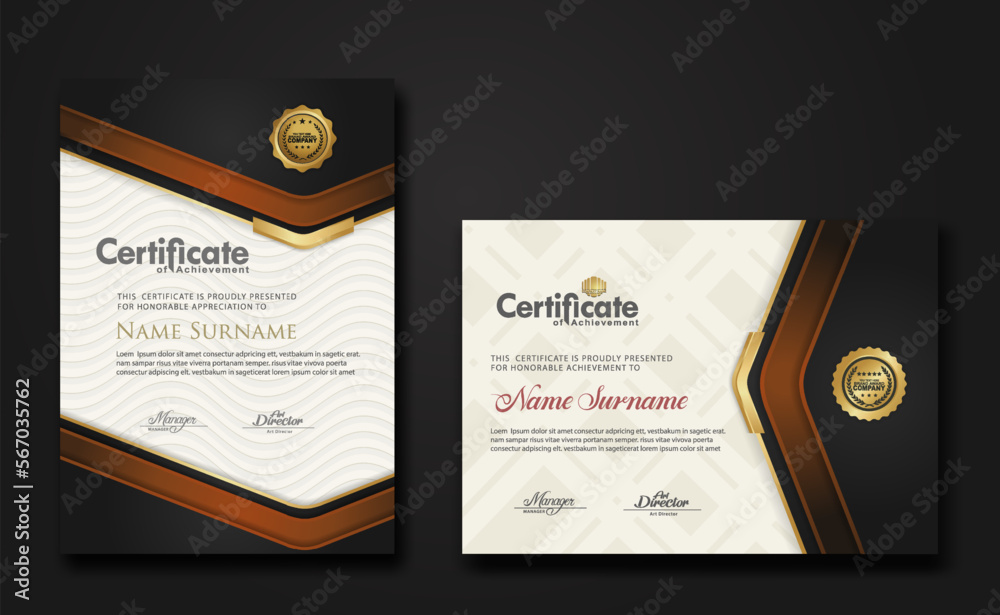 New design two set luxury certificate template with shadow effect on ...