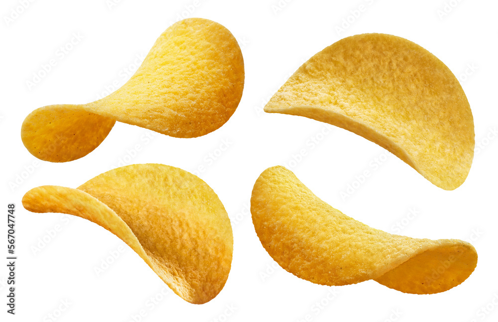 Set of delicious potato chips cut out Stock Photo | Adobe Stock
