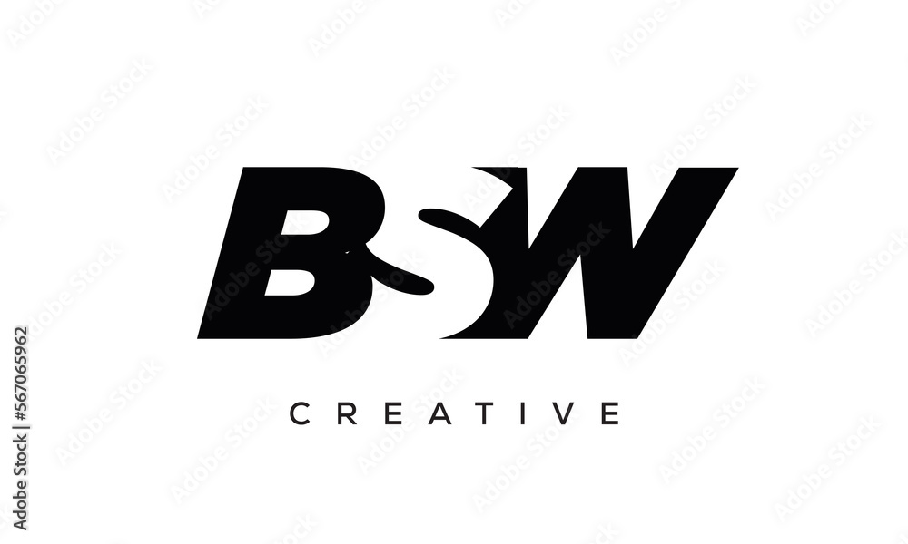BSW letters negative space logo design. creative typography monogram ...