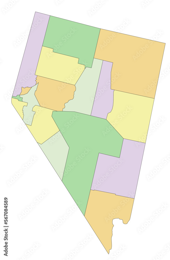 Nevada - Highly detailed editable political map with labeling. Stock ...