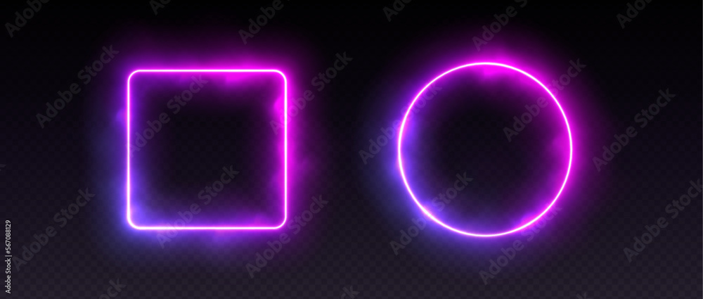 Стоковое векторное изображение «Gradient neon frames with smoke, purple ...