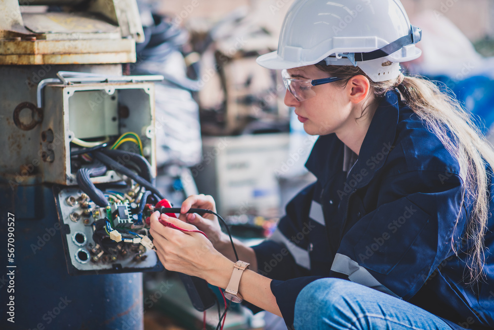 Electrical engineer checking Power Distribution Cabinet in the control ...